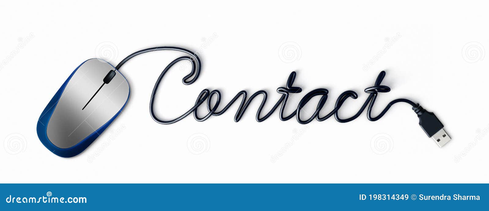 Contact Written with a Wire of a Computer Mouse. 3d Illustration. Stock ... Contact Written with a Wire of a Computer Mouse. 3d Illustration. Stock ...