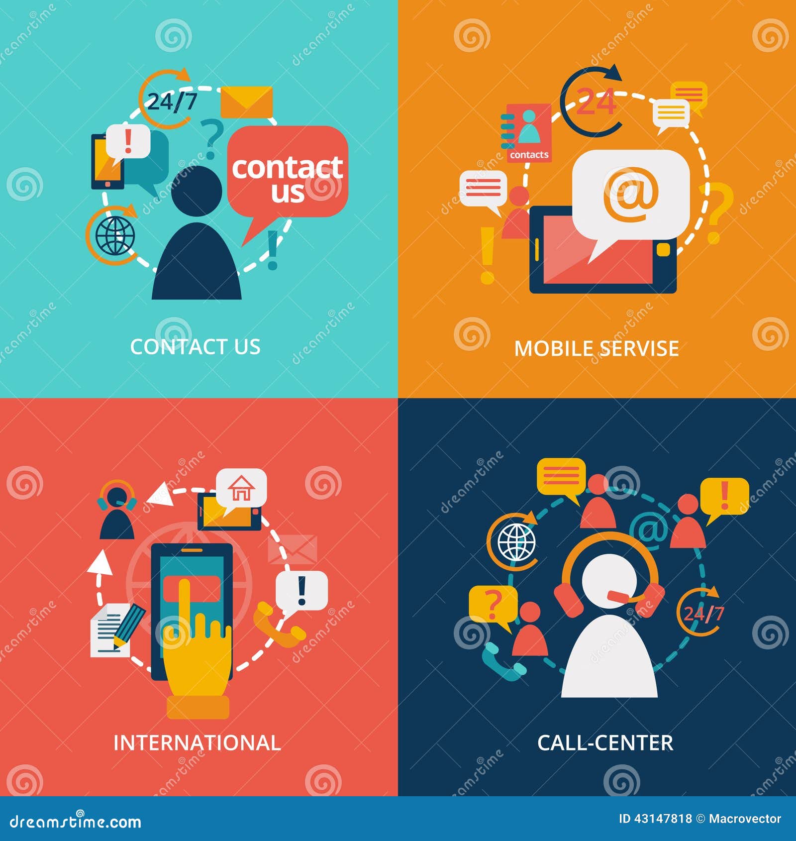 Contactez-nous plat illustration de vecteur. Illustration du ...