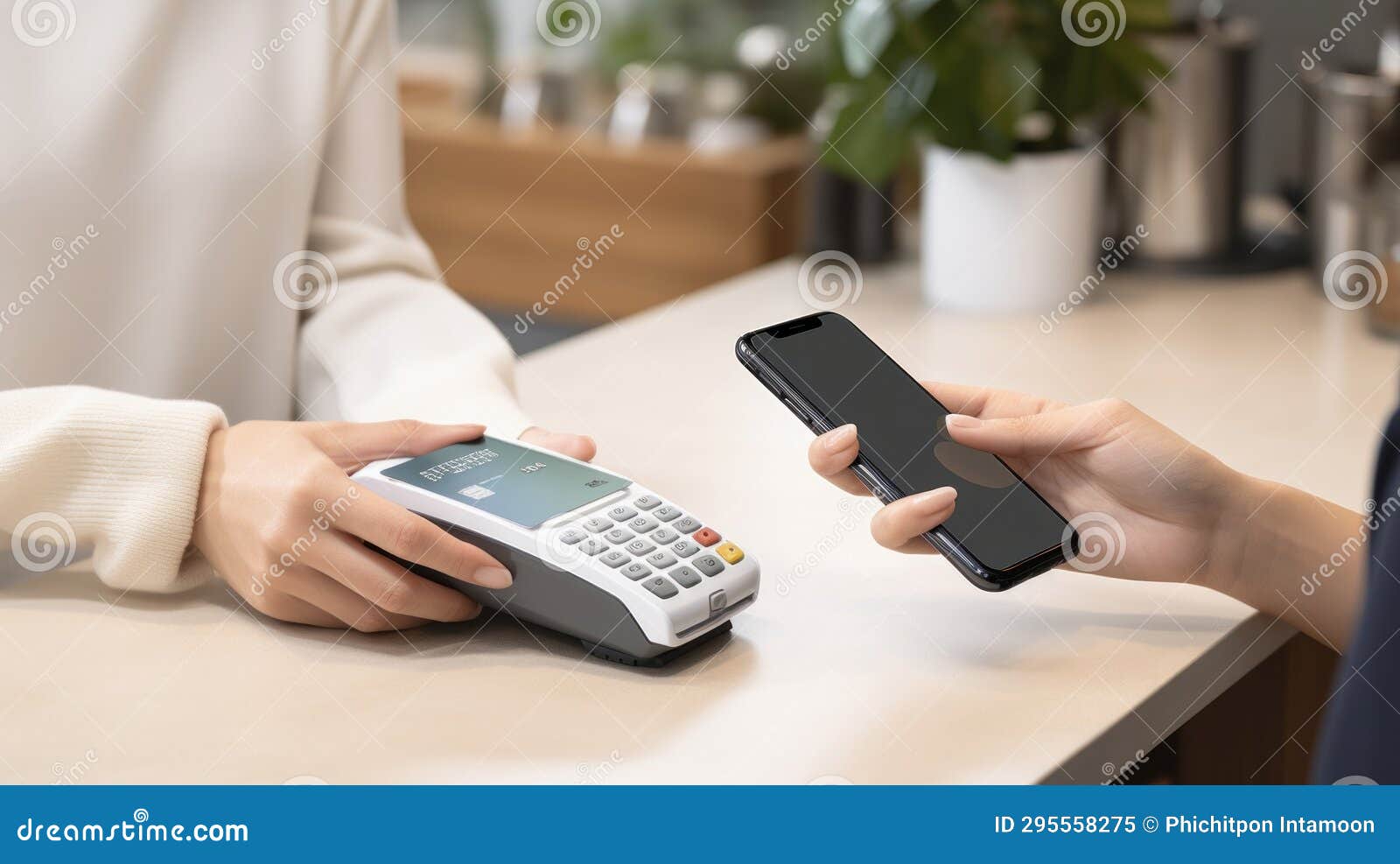 Contactless Card Payment at the Retail Store or Cafe. AI Generative ...