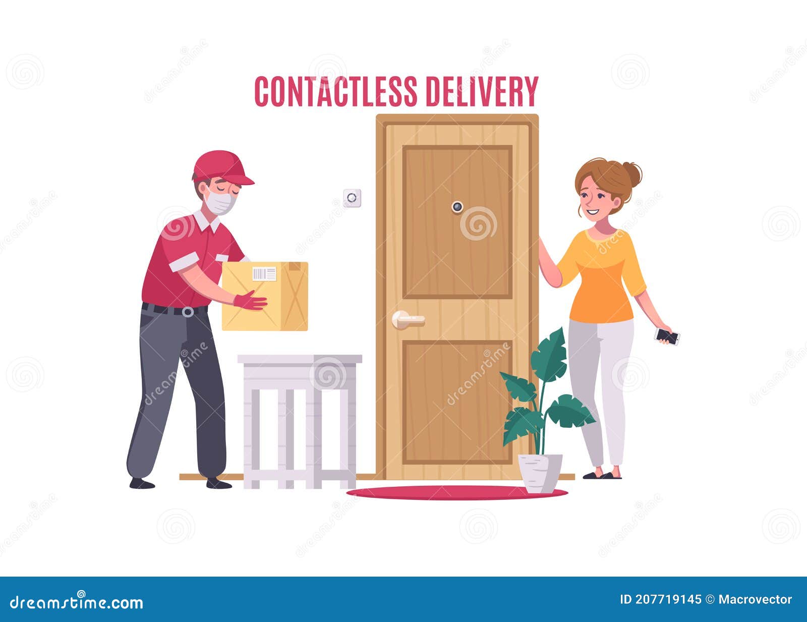 Contactless Delivery Illustration Stock Illustration - Illustration of ...