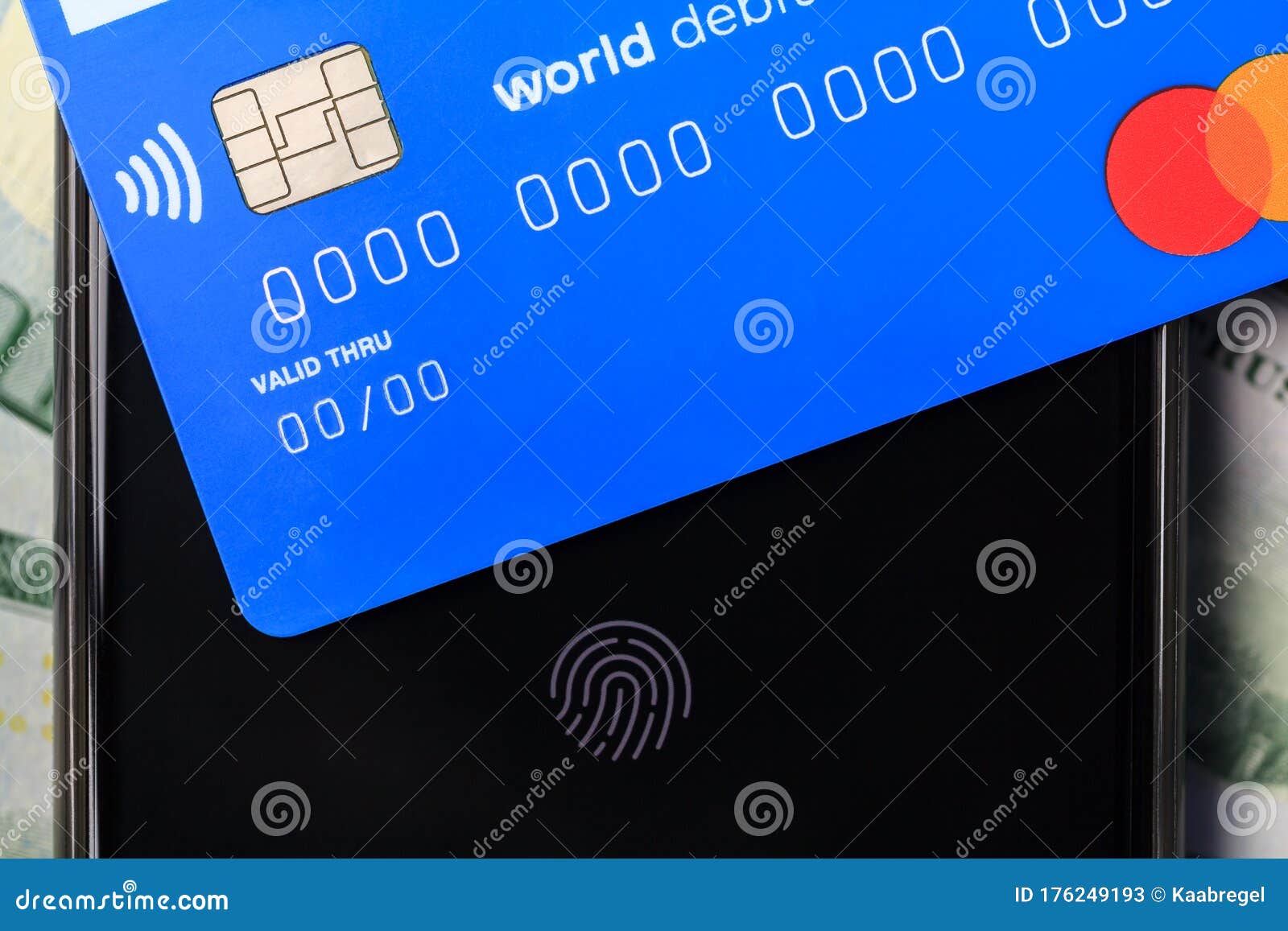 Contactless NFC System. on a Smartphone with a Fingerprint There is a ...