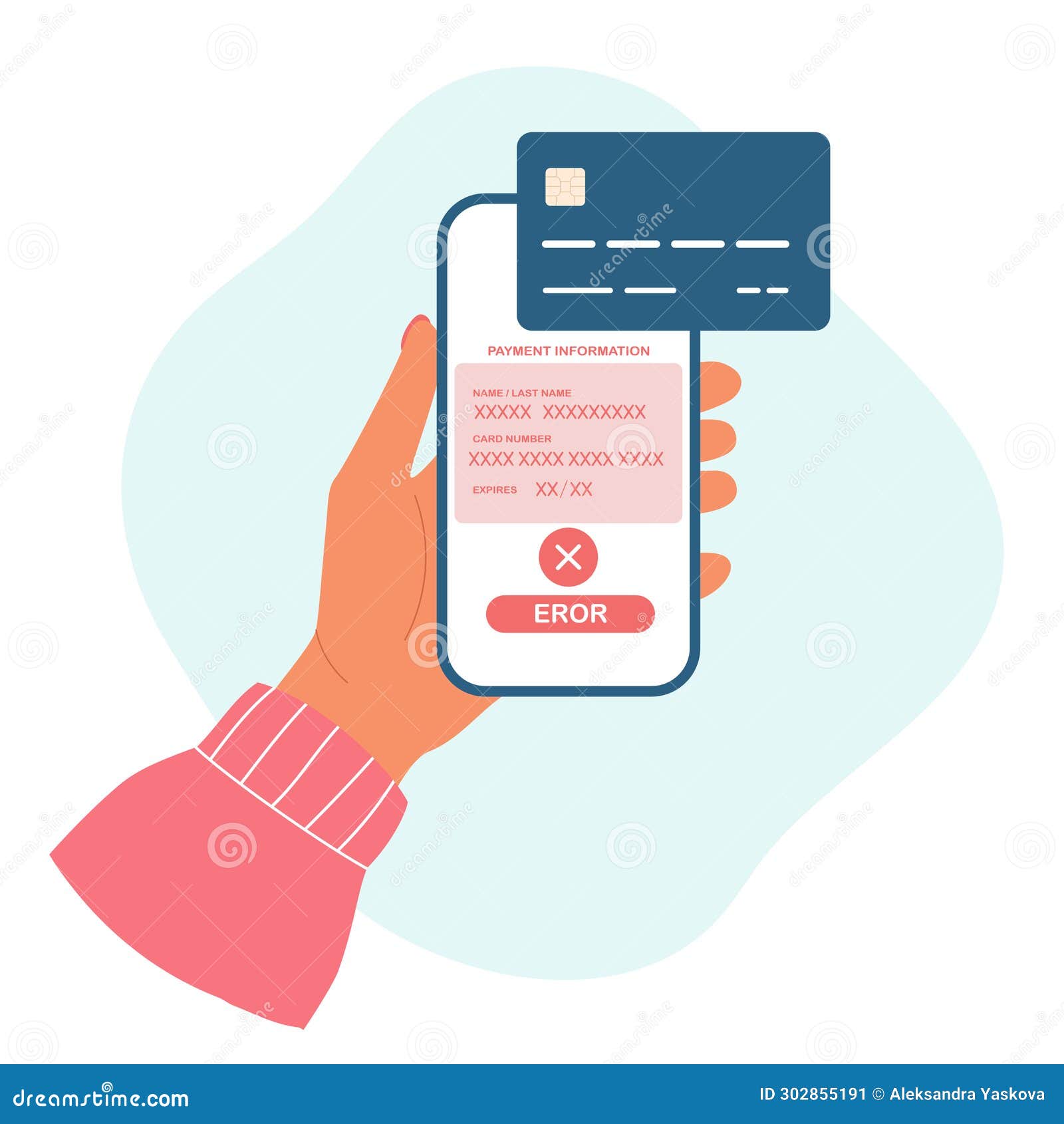 Contactless Online Payment with Error Payment Information on Screen ...