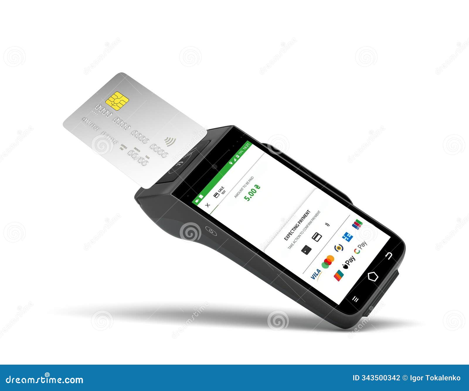 Contactless Payment by Card through the Terminal 3d Render Image on ...