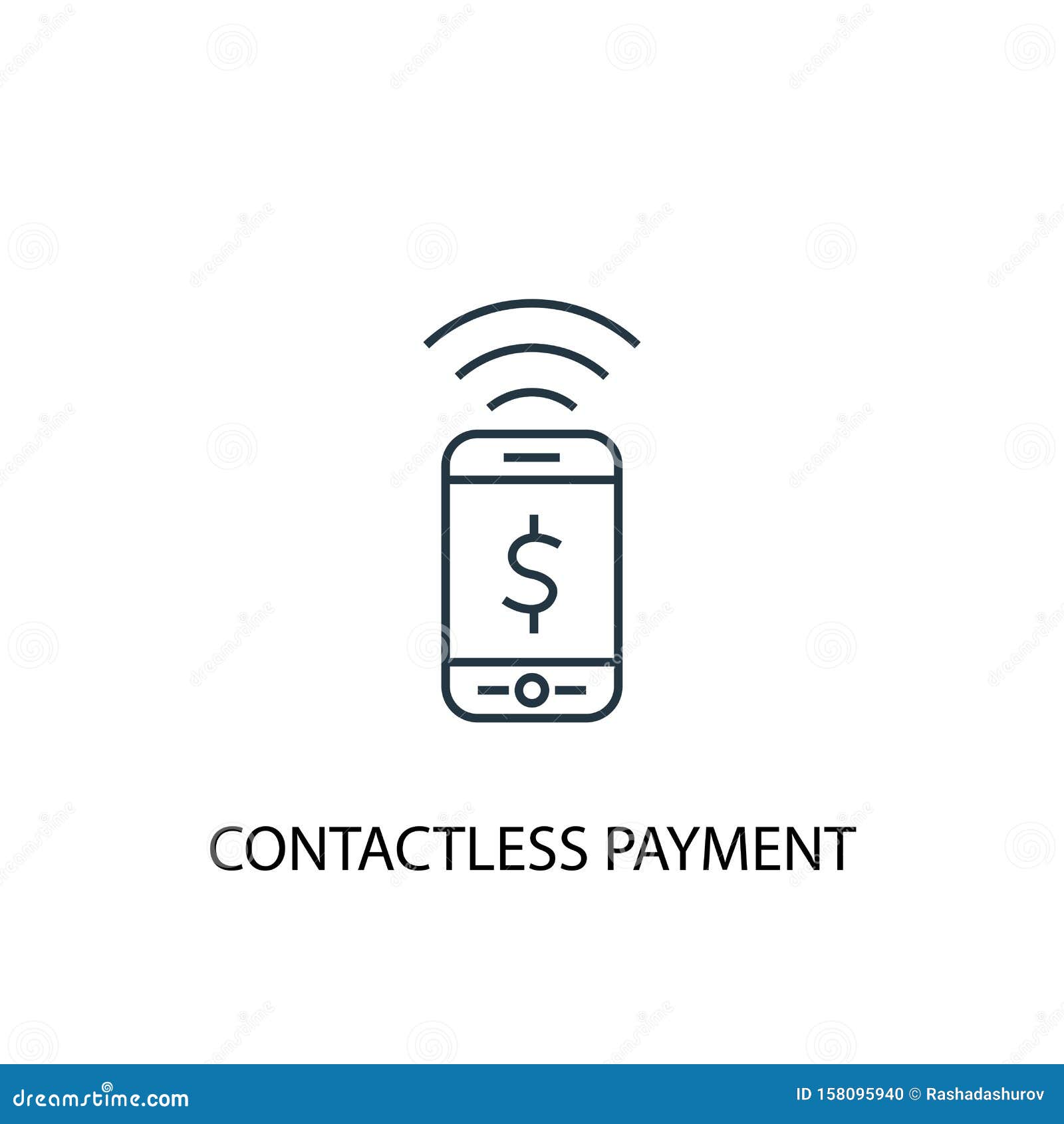 Contactless Payment Concept Line Icon Stock Vector - Illustration of ...
