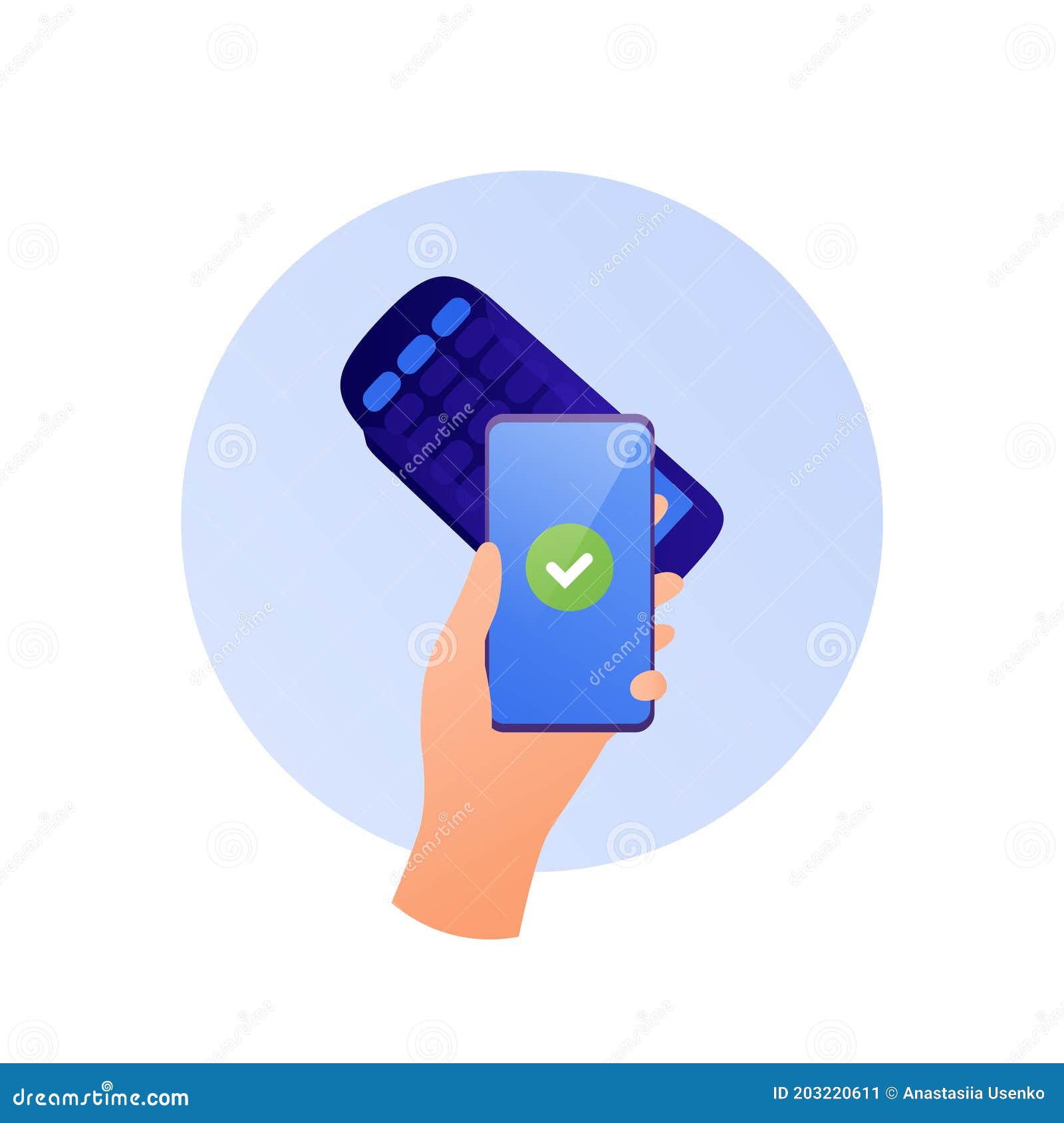 Smartphone With Checkmark Or Tick Notification In Bubble. Approved ...