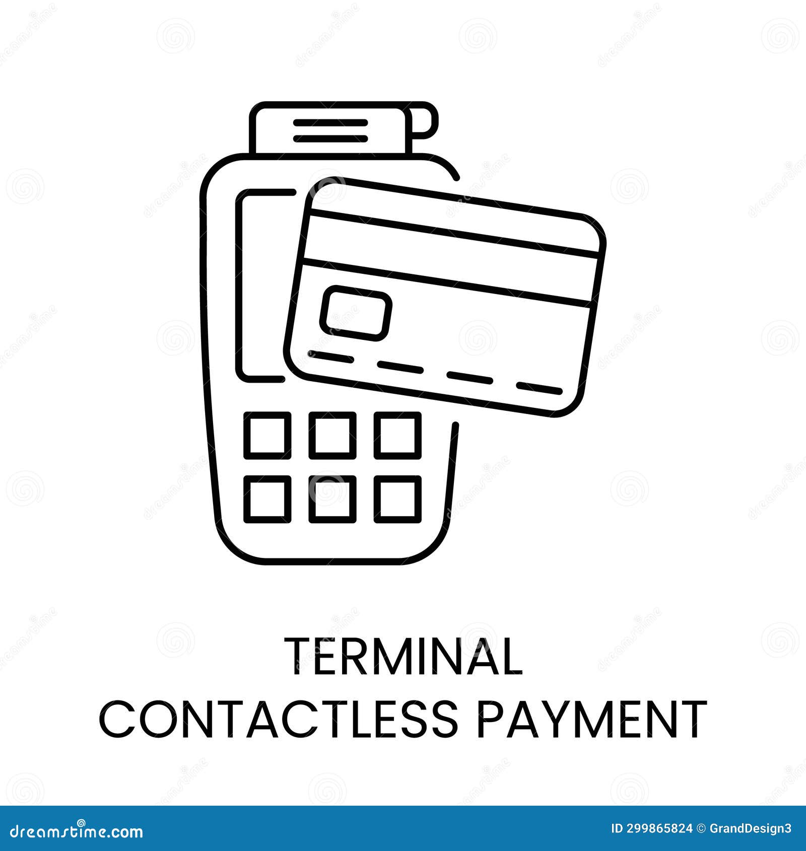 Contactless Payment Line Icon Vector Bank Card on Payment Terminal ...