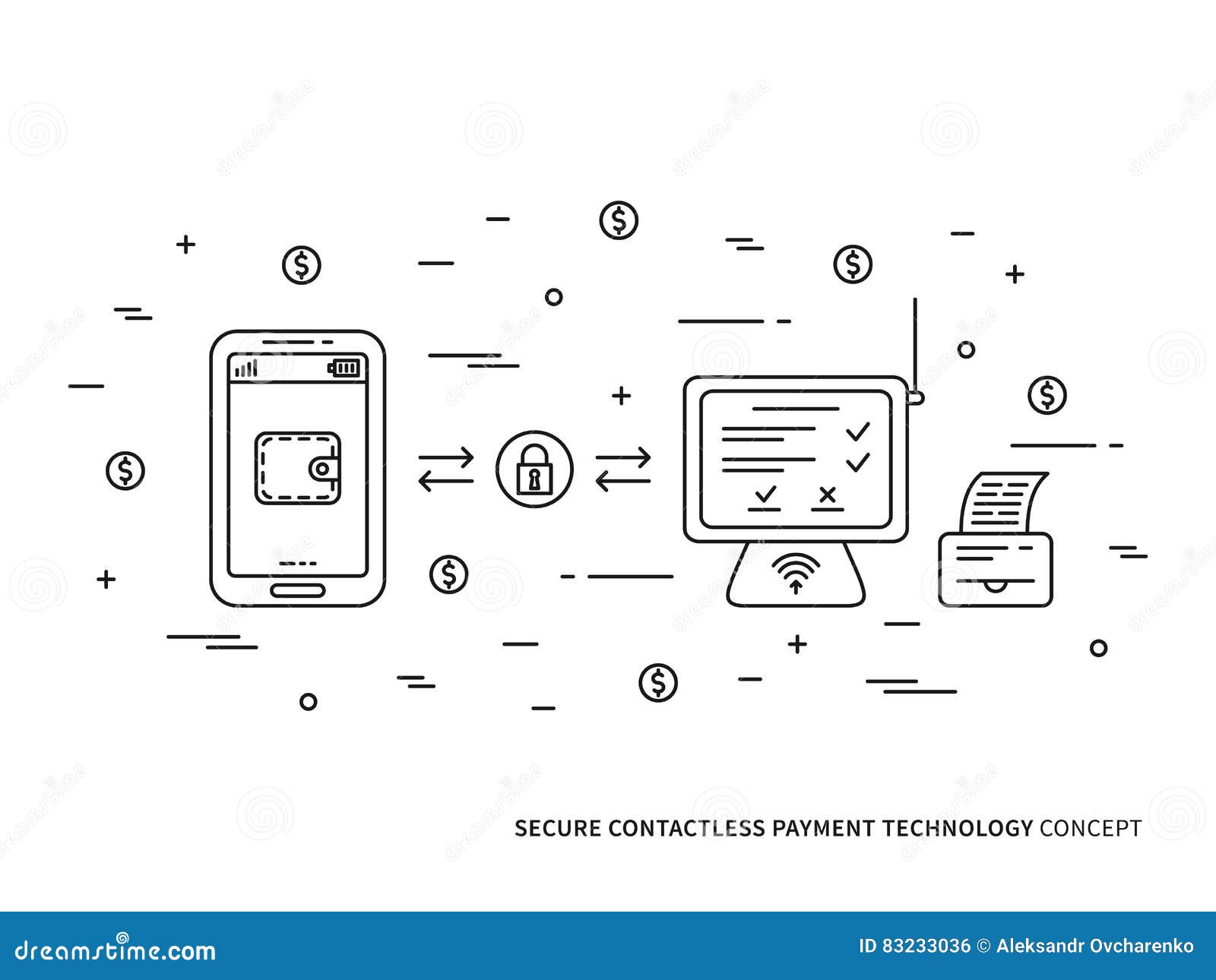 Contactless Payment Method Vector Linear Stock Vector - Illustration of ...