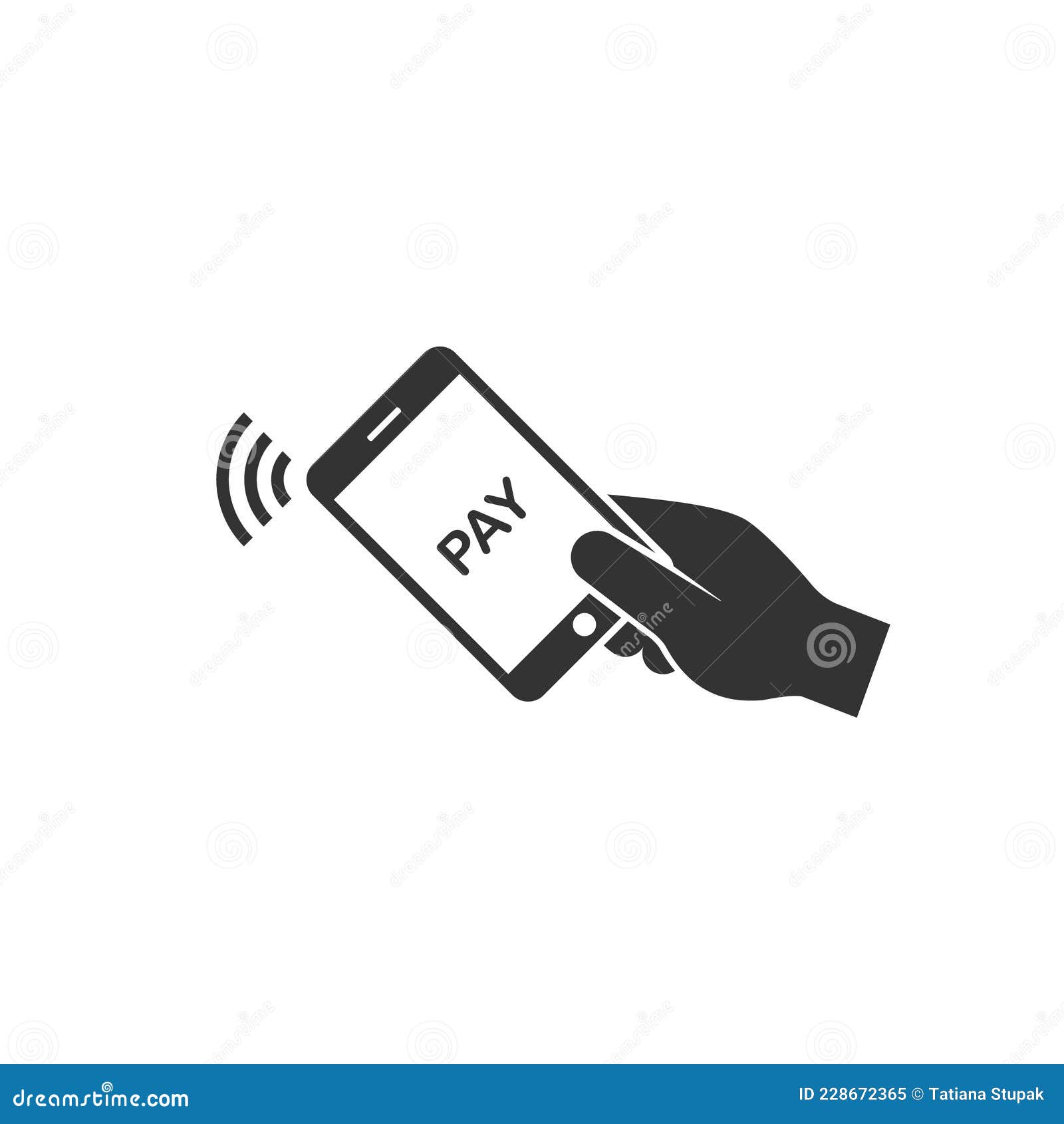 Contactless Payment, Phone in Hand Tap Wireless Payment Flat Vector ...