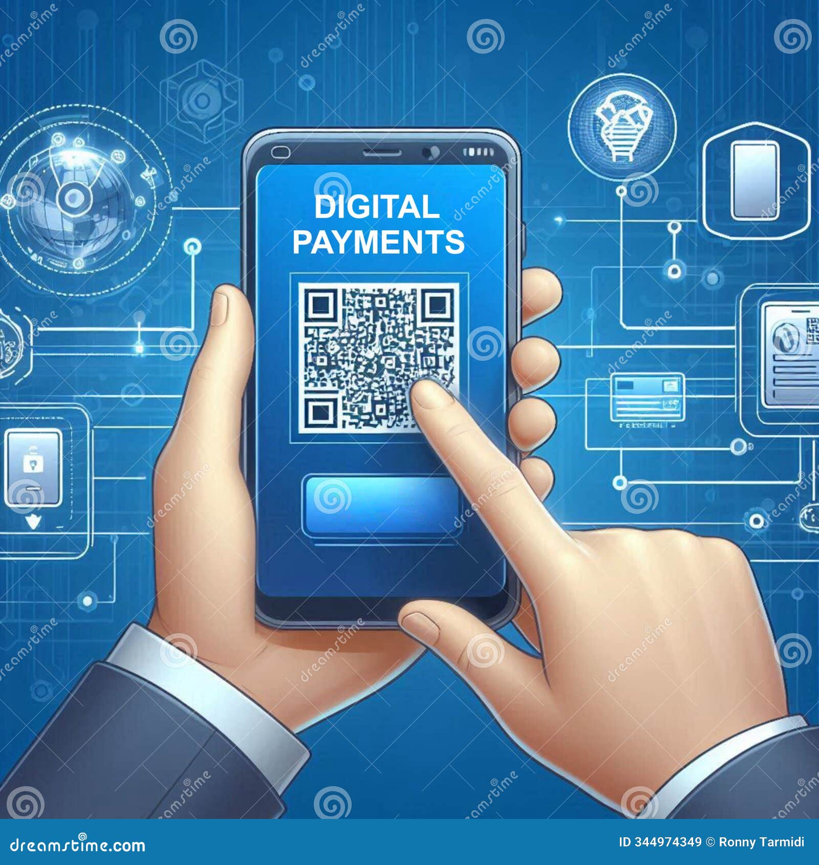 Contactless Payment with QR Code Stock Illustration - Illustration of ...