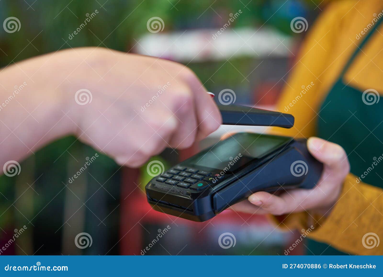 Contactless Payment with a Smartphone App on the NFC Reader Stock Photo ...