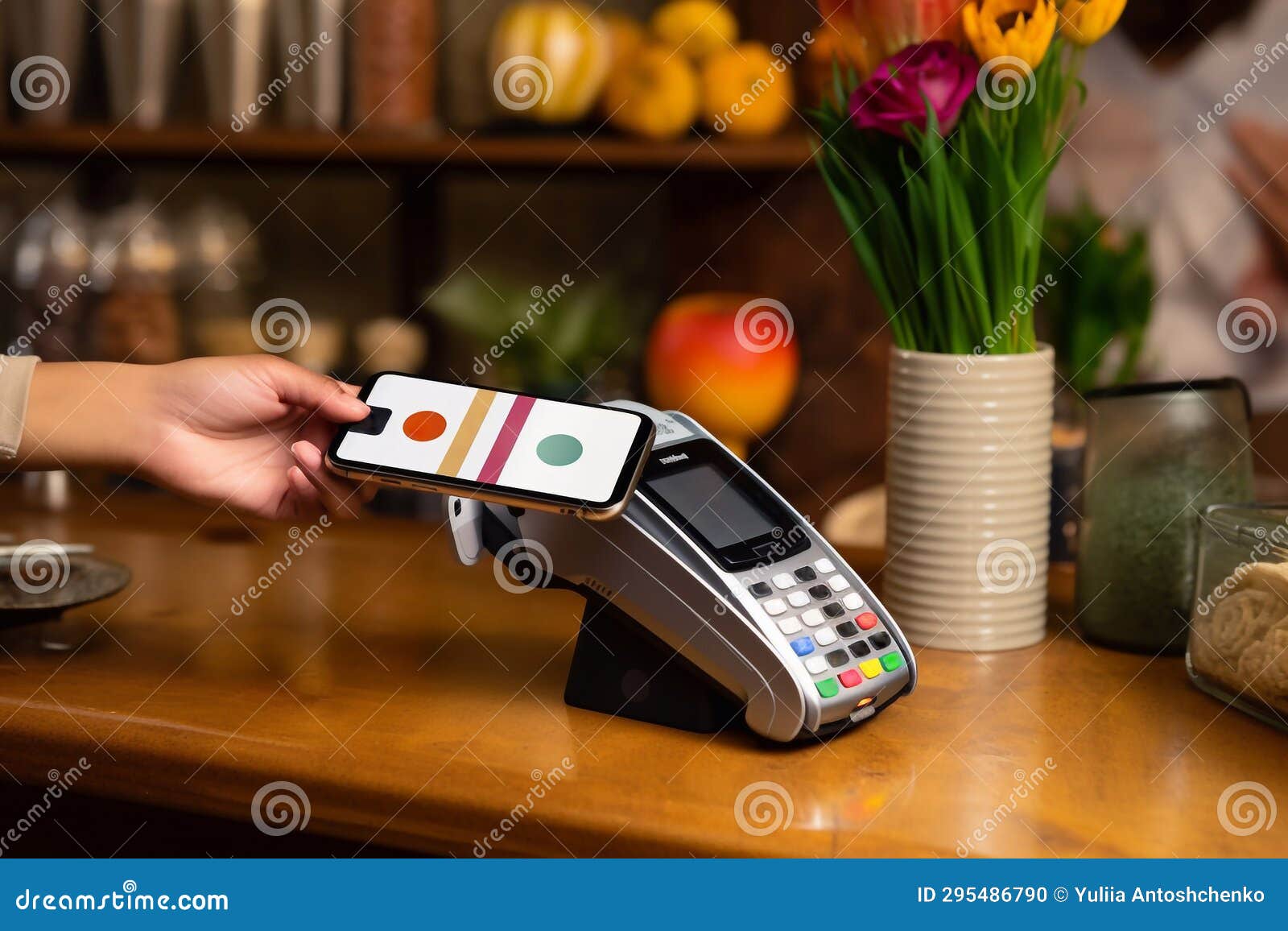 Contactless Payment. Terminal for Paying for Purchases Stock ...