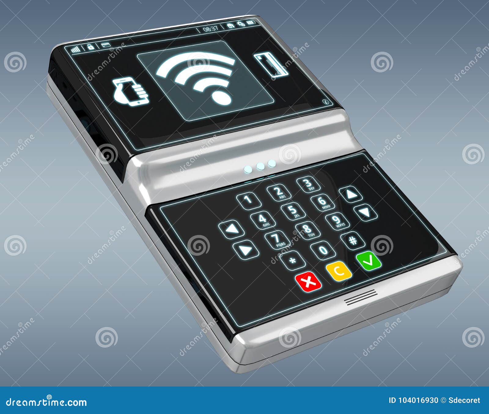 Contactless POS Terminal Payment With Credit Card And Bill Receipt ...