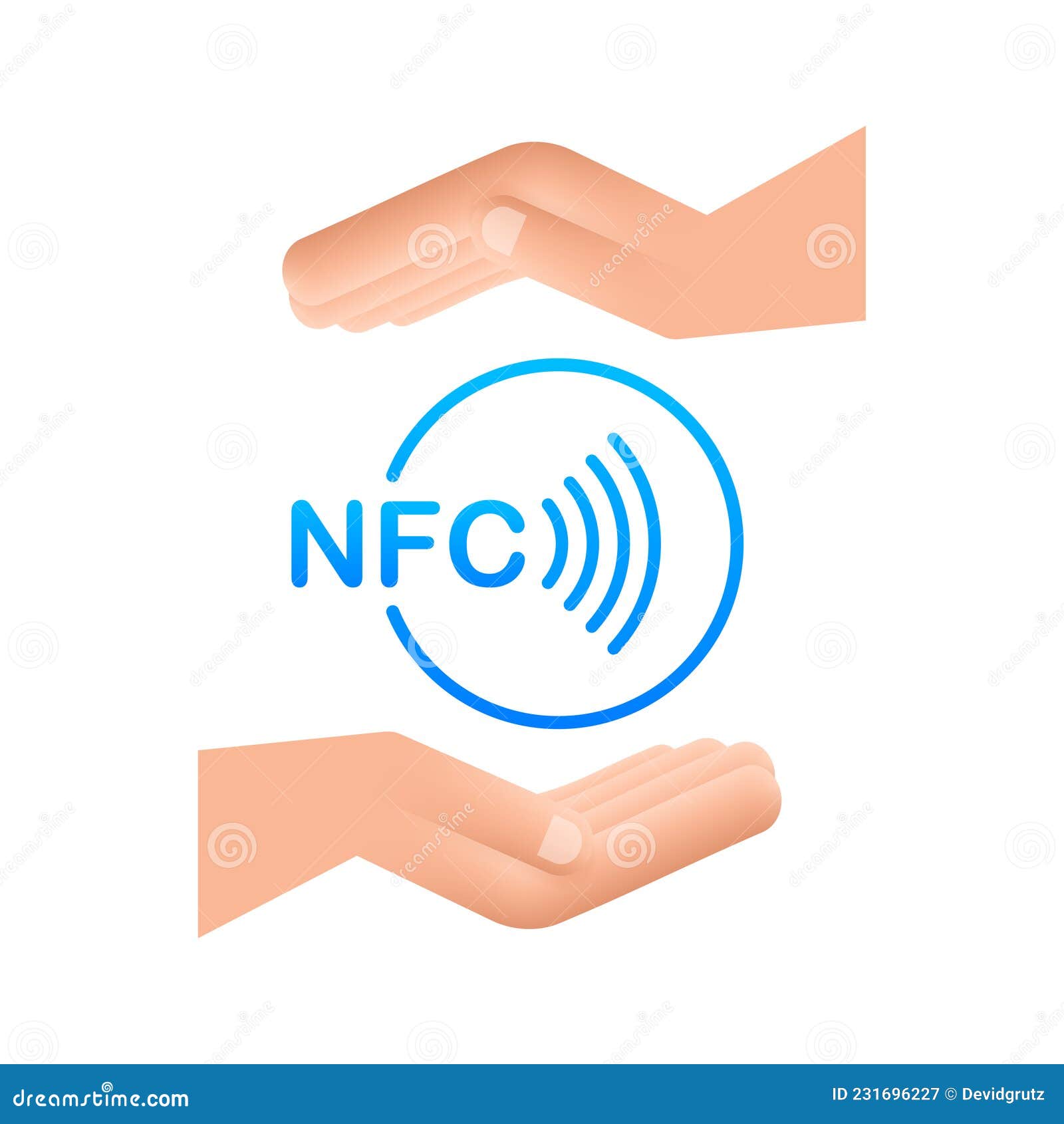 Contactless Wireless Pay Sign in Hands Logo. NFC Technology. Vector ...