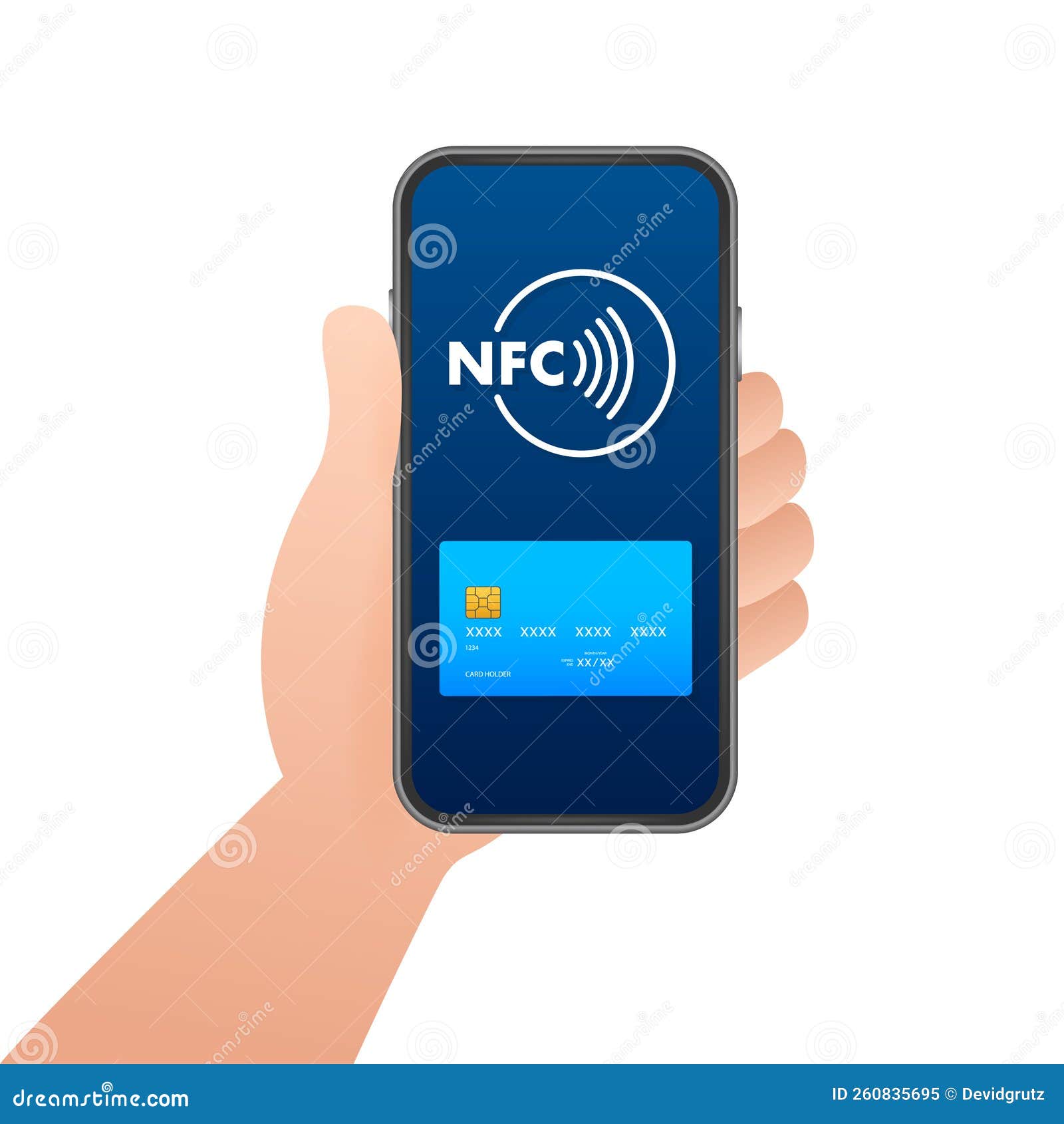 Contactless Wireless Pay Sign Logo. NFC Technology. Vector Stock ...