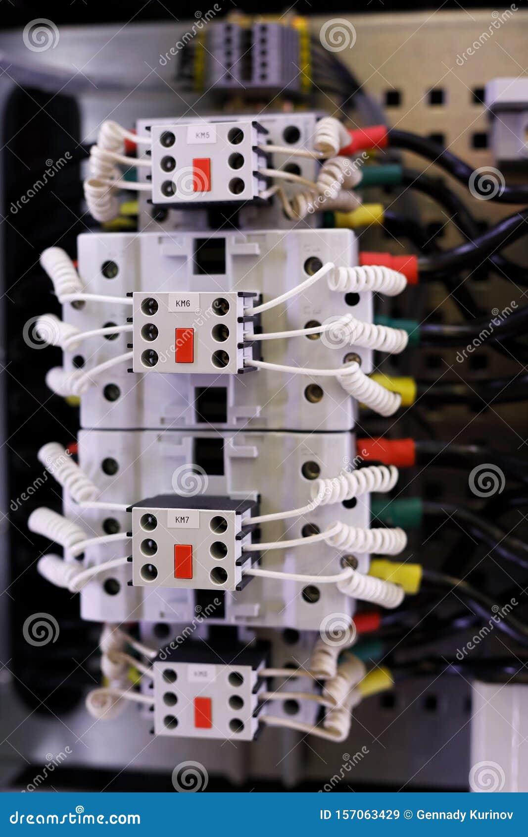 Two Power Contactors And Two Circuit Breakers In The Electrical Cabinet ...