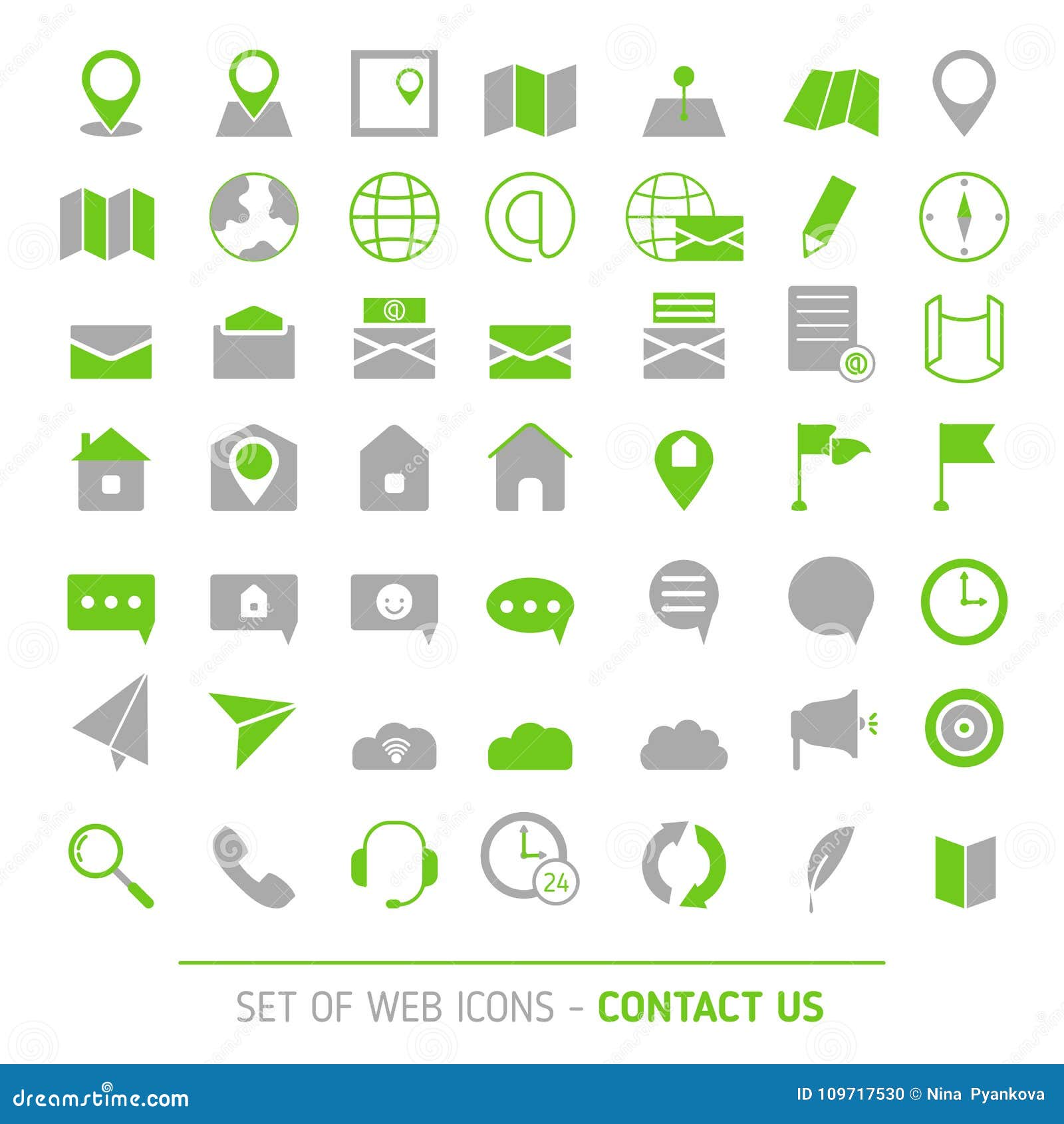 Contacts icon set stock vector. Illustration of globe - 109717530