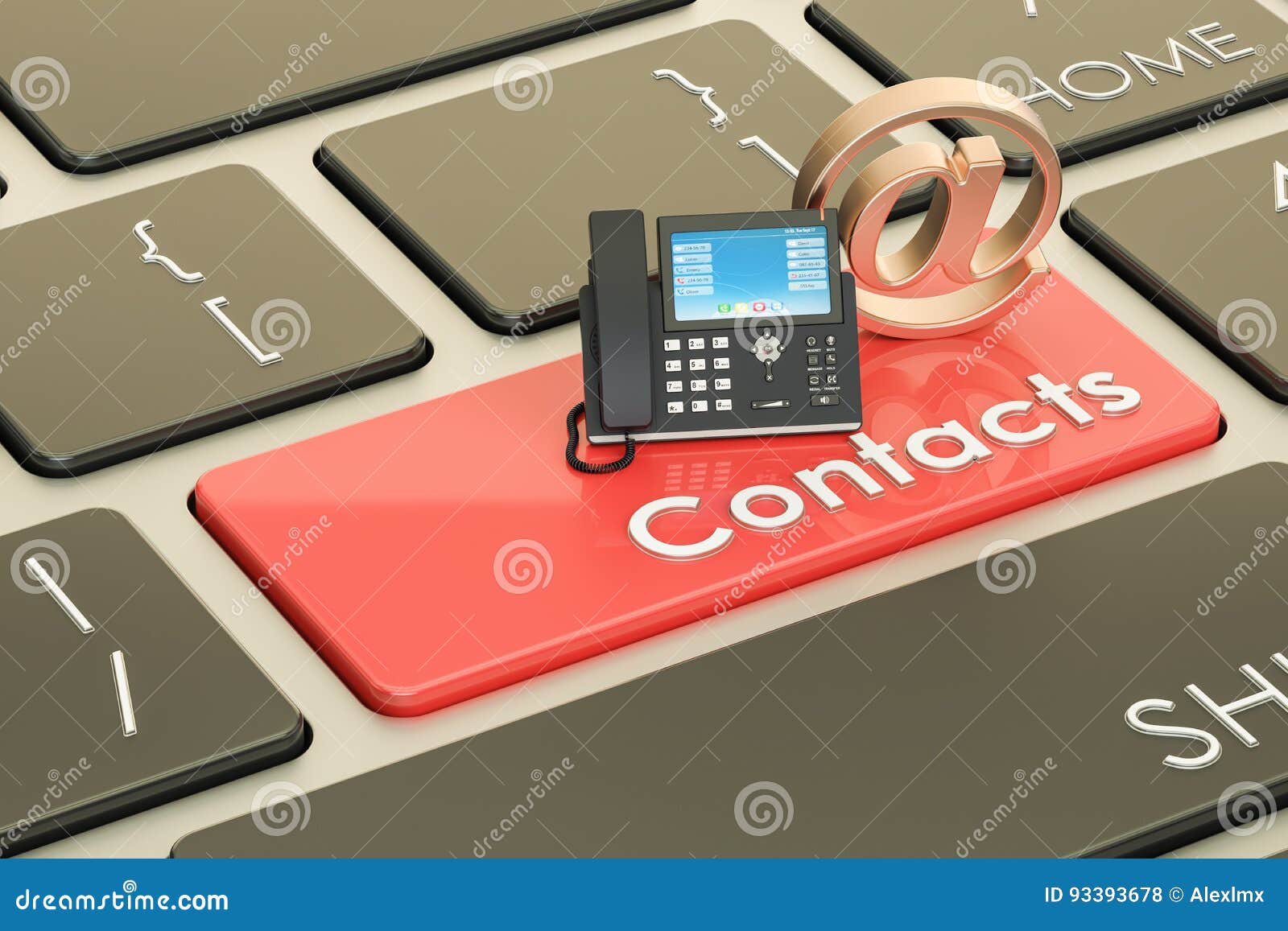 Contacts, Red Hot Key on the Keyboard. 3D Rendering Stock Illustration ...