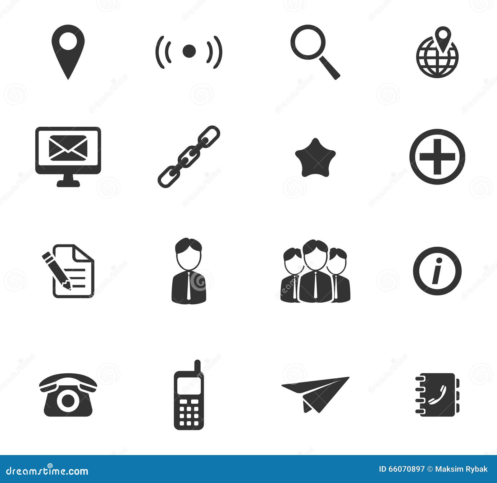 Contacts simply icons stock vector. Illustration of paper - 66070897