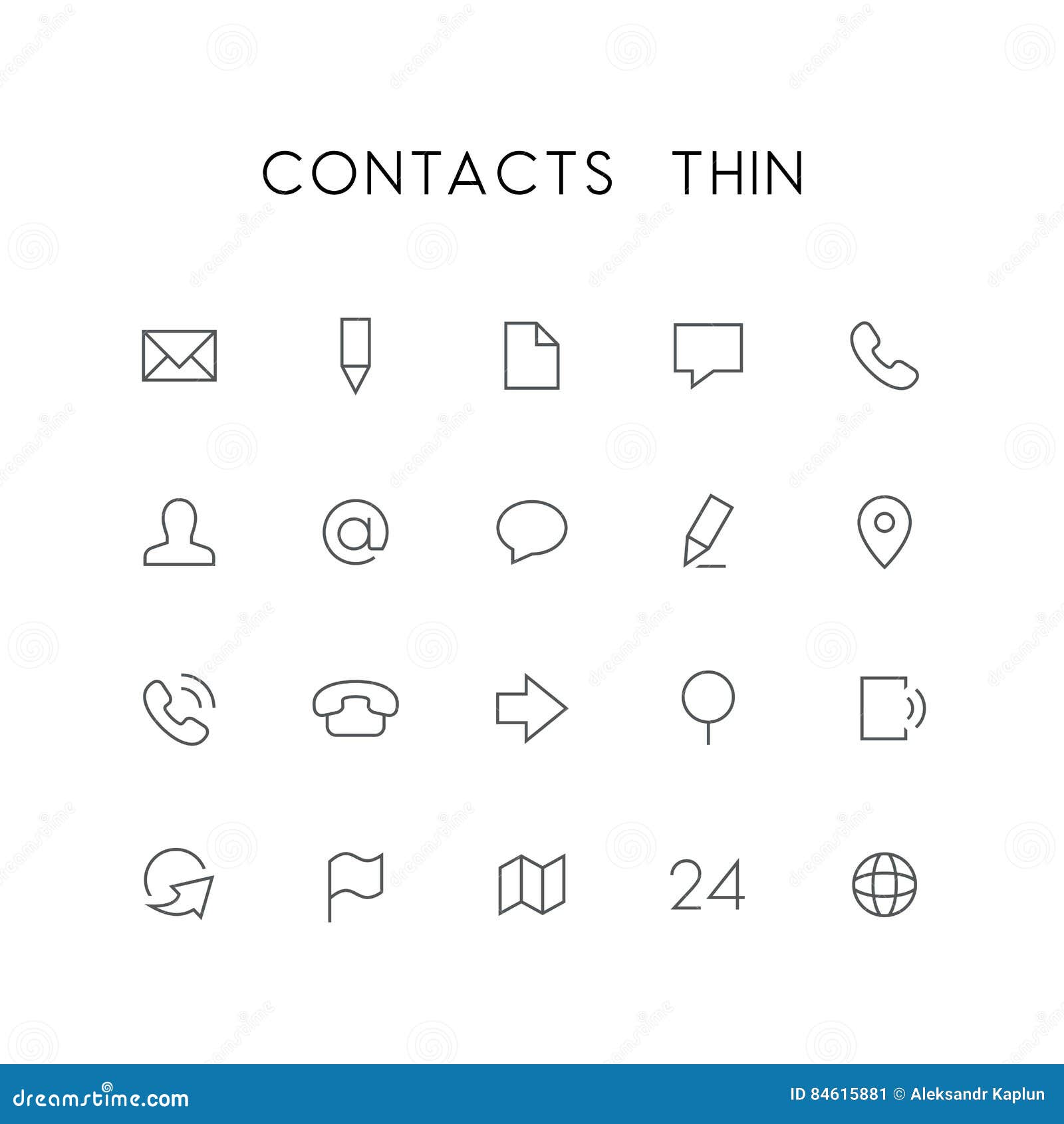 Contacts Thin Line Icon. Phone Vector Illustration Isolated On White ...
