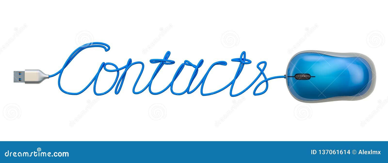 Contacts Word from Computer Mouse Cable, 3D Rendering Stock ...