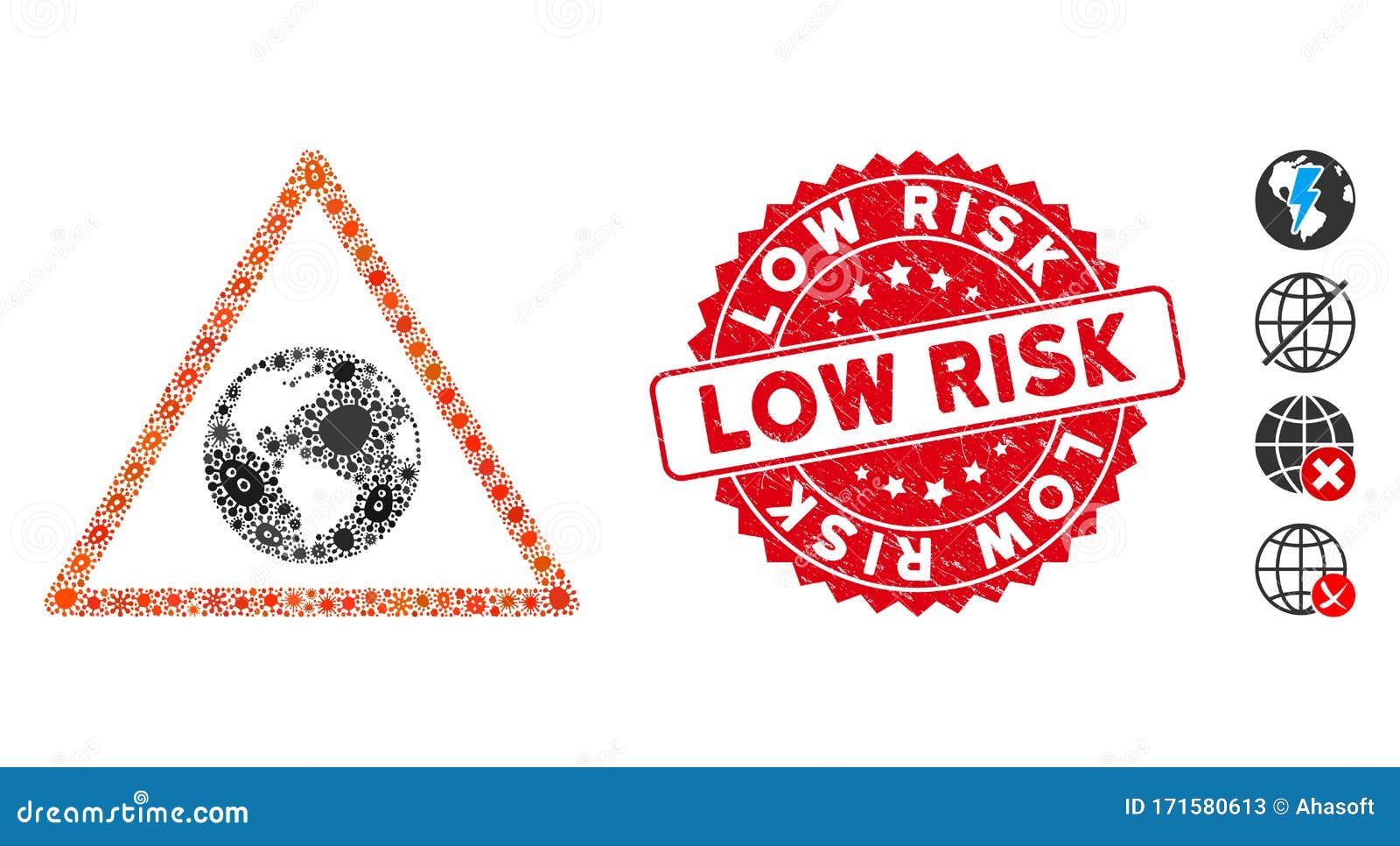 Contagious Collage Earth Warning Icon with Textured Round Low Risk ...