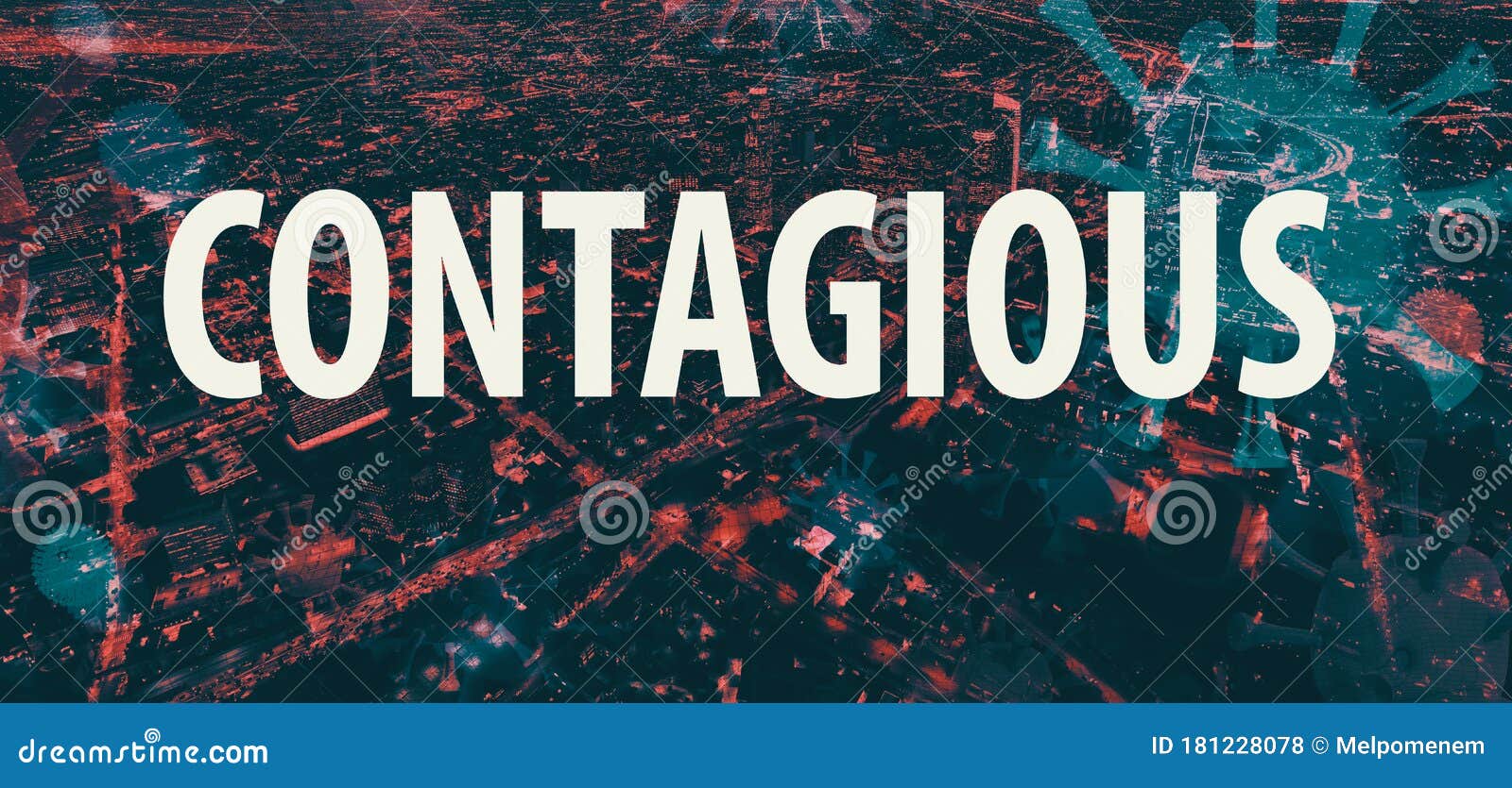 Contagious Theme with Downtown Los Angeles at Night Stock Photo - Image ...