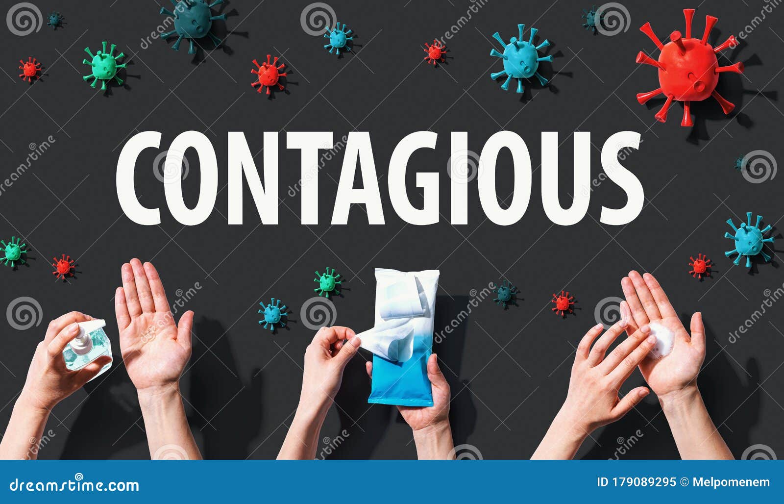 Contagious Theme with Viral and Hygiene Objects Stock Image - Image of ...
