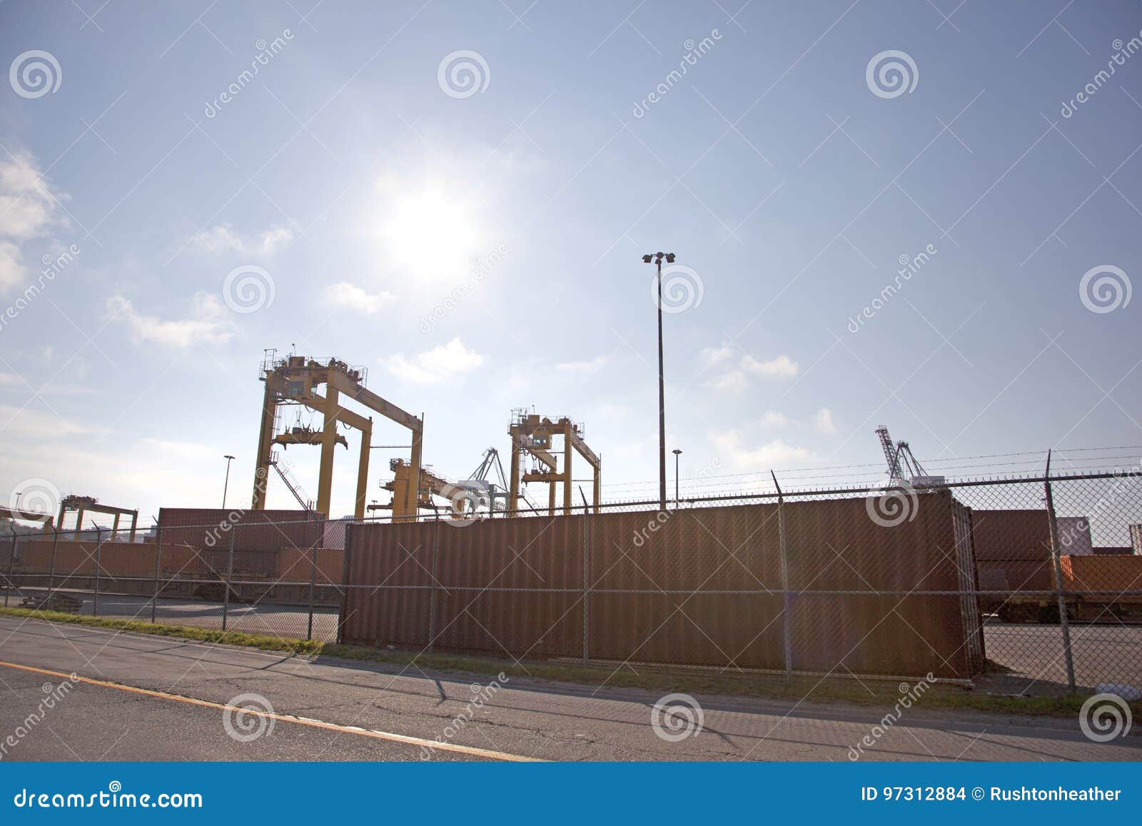 Contained Terminal from the Road Stock Photo - Image of cargo, lift ...