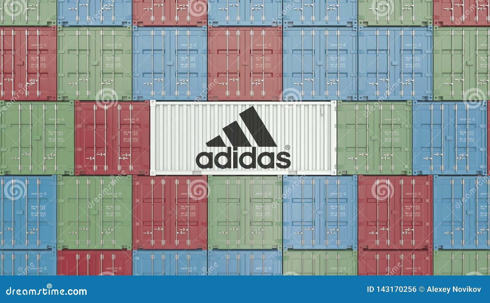 Container with Adidas Corporate Logo. Editorial 3D Rendering Editorial ...