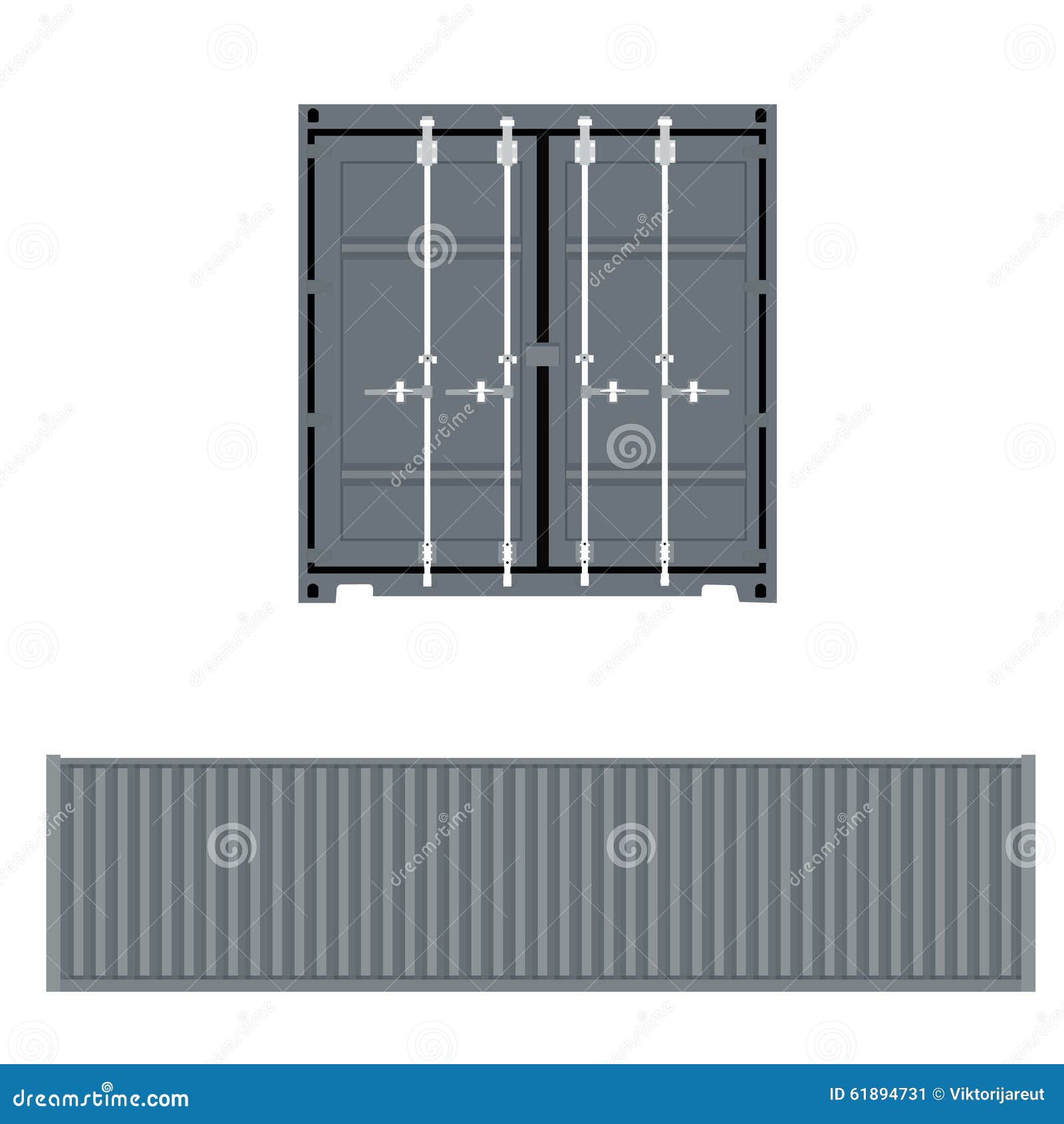 Container Back and Side View Stock Illustration - Illustration of grey ...