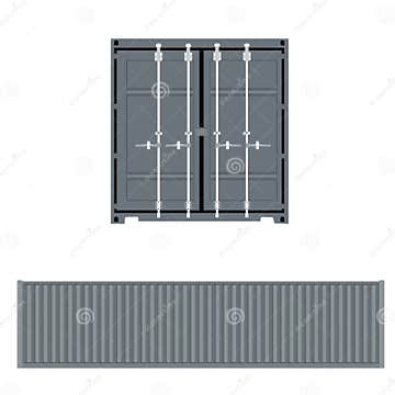 Container Back and Side View Stock Illustration - Illustration of grey ...