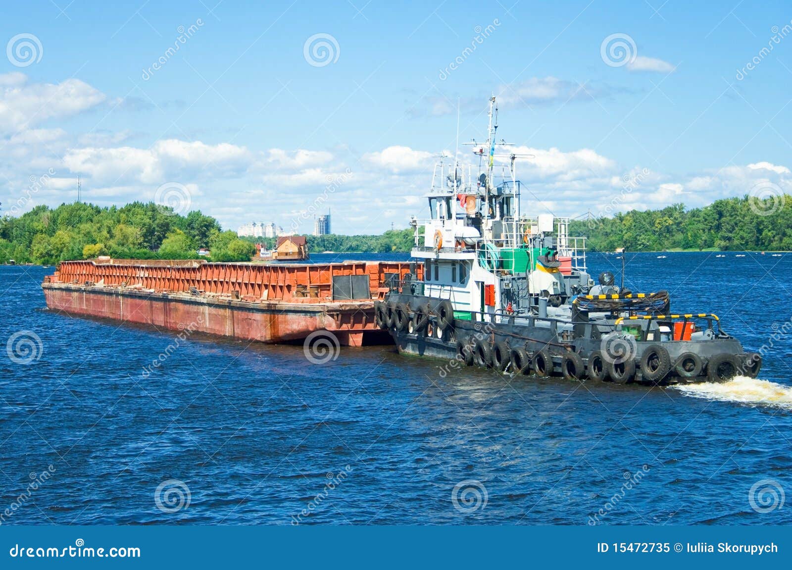 Container barge. stock image. Image of industrial, ship - 15472735