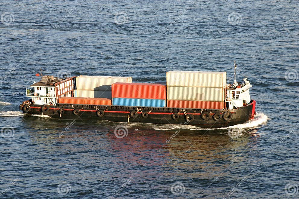 Container barge stock photo. Image of trade, international - 6217102