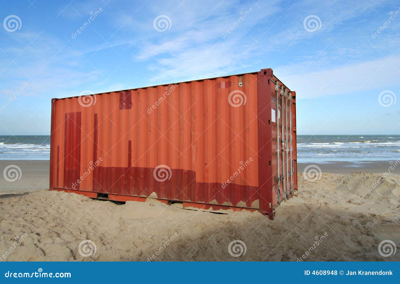 Container on the Beach stock photo. Image of pollution - 4608948