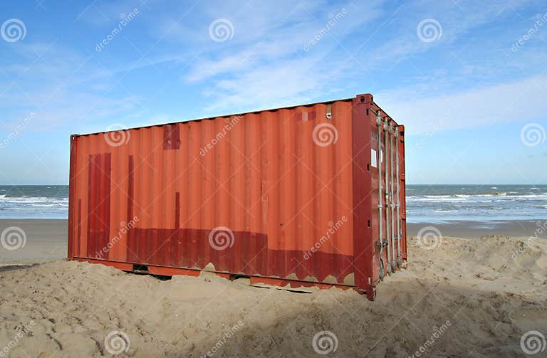 Container on the Beach stock photo. Image of pollution - 4608948