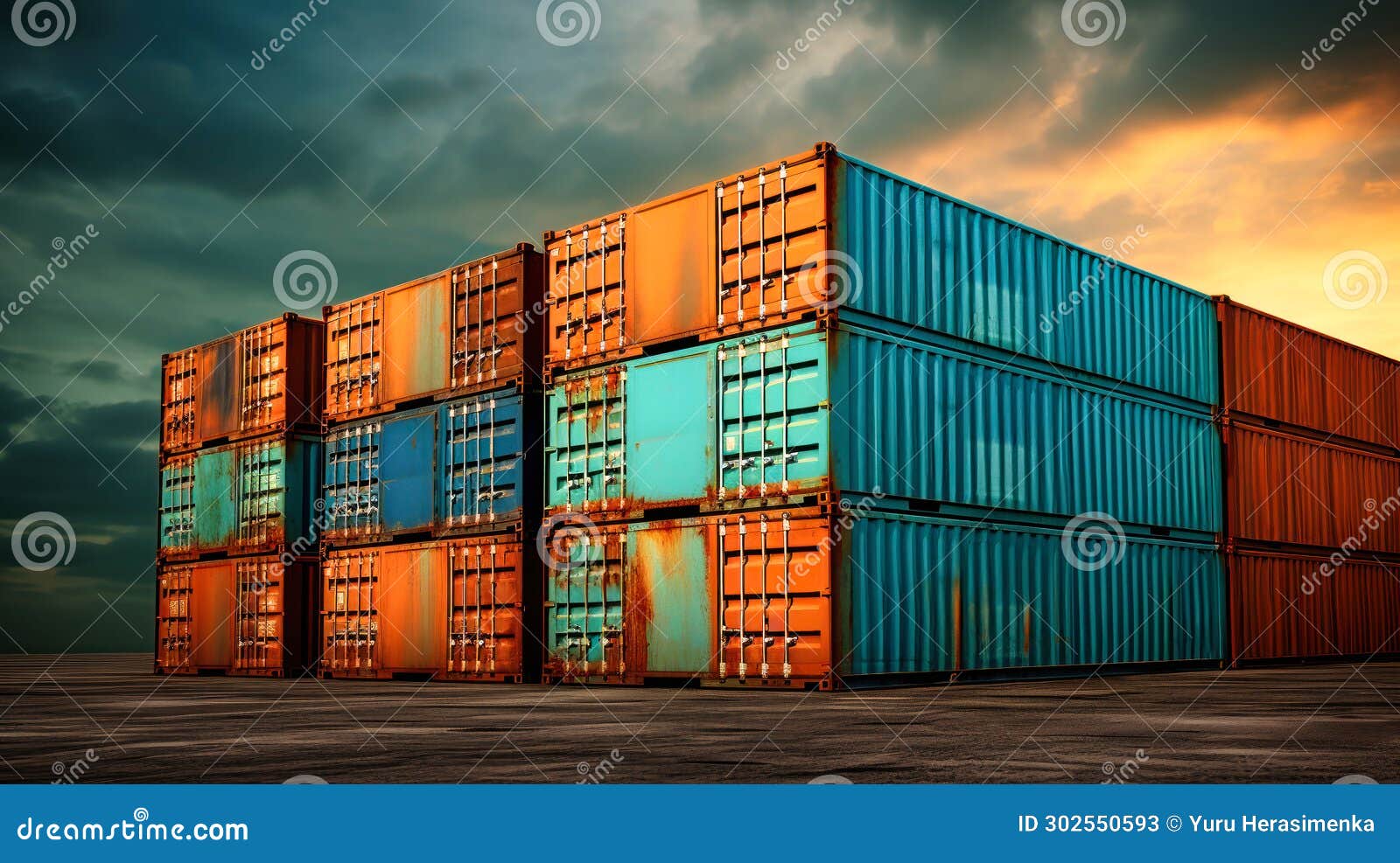 Container Box from Cargo Ship for Import-export, Logistics Concept ...