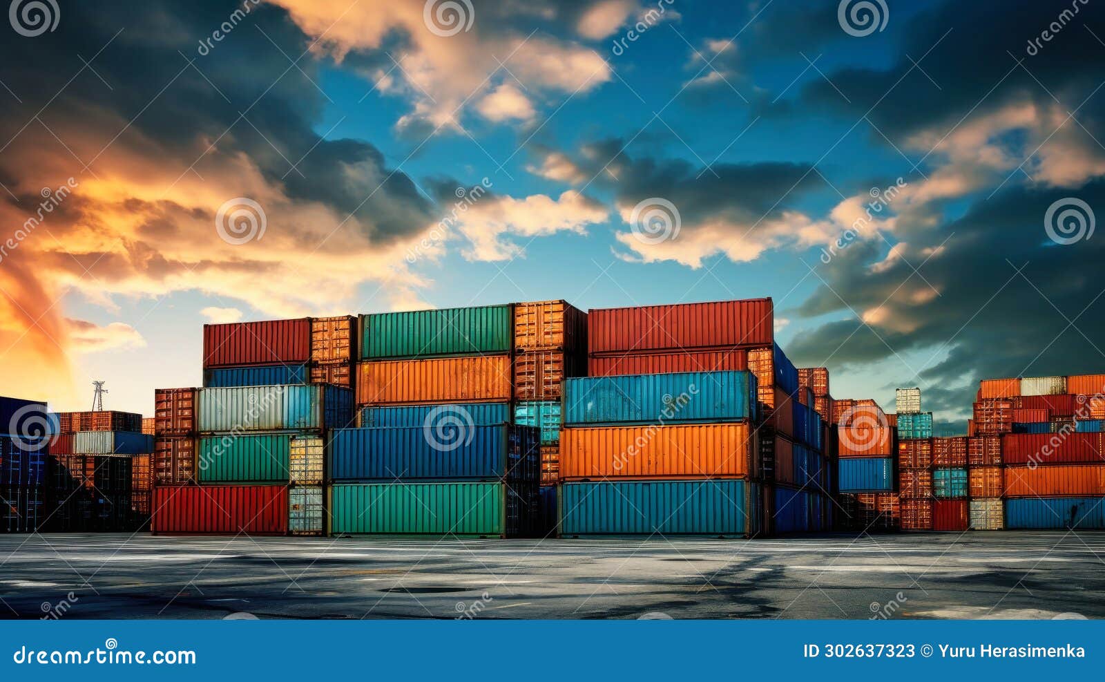 Container Box from Cargo Ship for Import-export, Logistics Concept. Sea ...