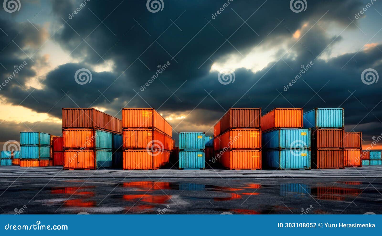 Container Box from Cargo Ship for Import-export, Logistics Concept. Sea ...
