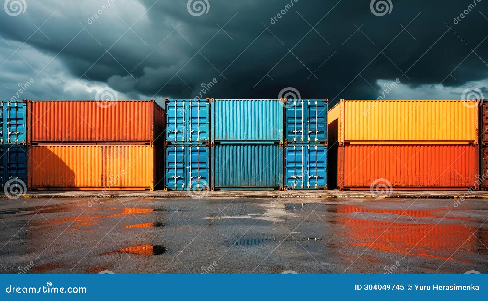 Container Box from Cargo Ship for Import-export, Logistics Concept. Sea ...