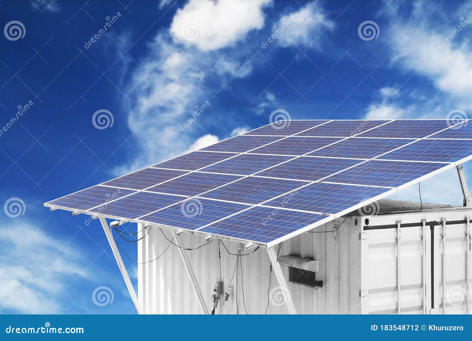 Container Box with Solar Panels Stock Photo - Image of equipment ...