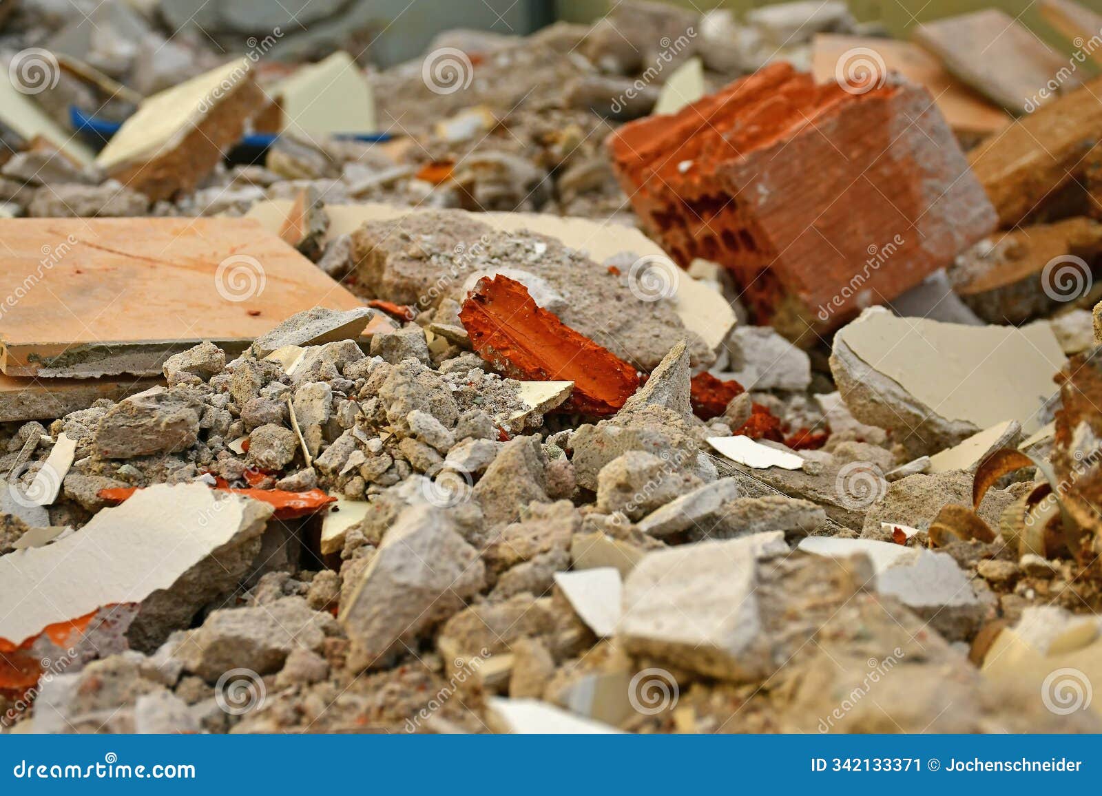 Container with Building Rubble in a Closeup Stock Image - Image of ...
