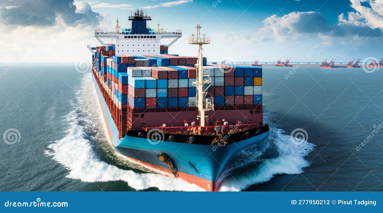 The Container Cargo Ship on the Sea with AI Generated. Stock ...