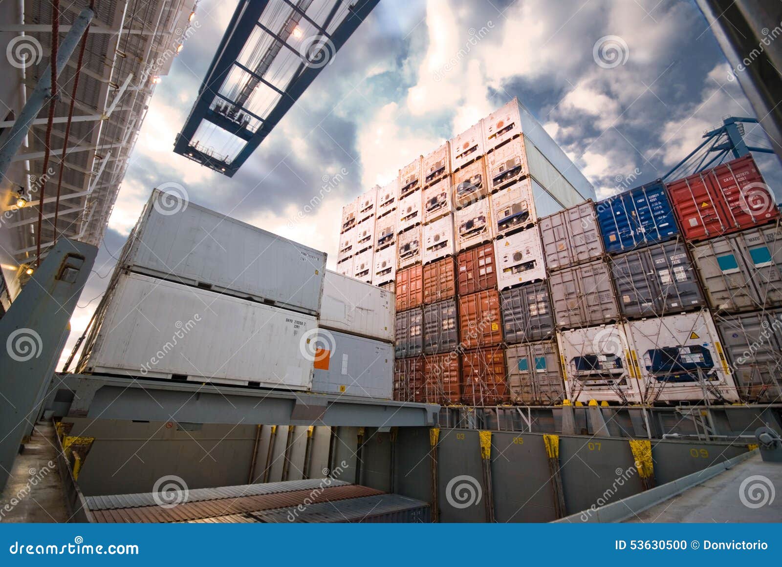 Container Cargo Operation in Port Stock Photo - Image of depot, safety ...