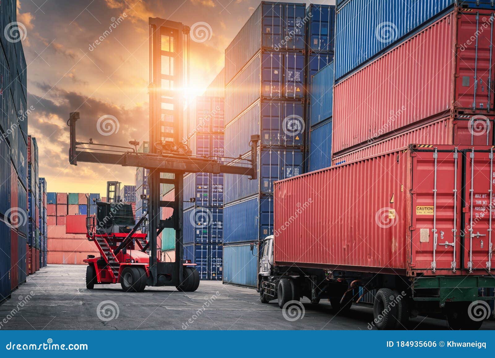 Container Cargo Port Ship Yard Storage of Logistic Transportation ...
