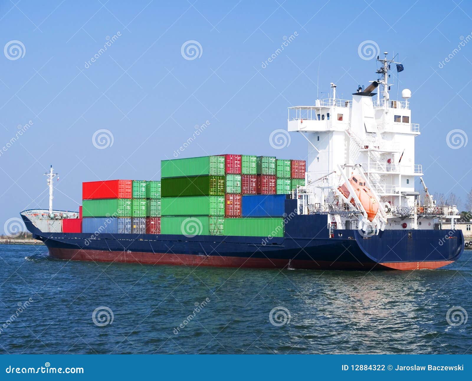 Container Cargo Ship stock photo. Image of logistic, hull - 12884322