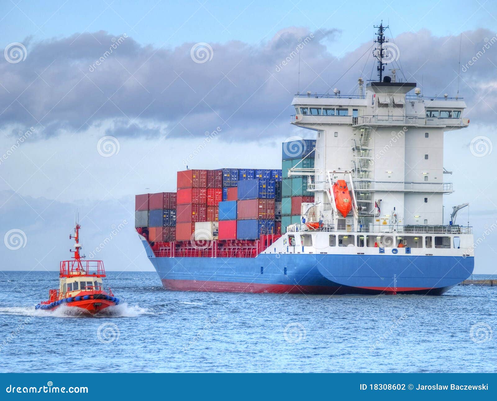 Container Cargo Ship stock photo. Image of hull, harbor - 18308602