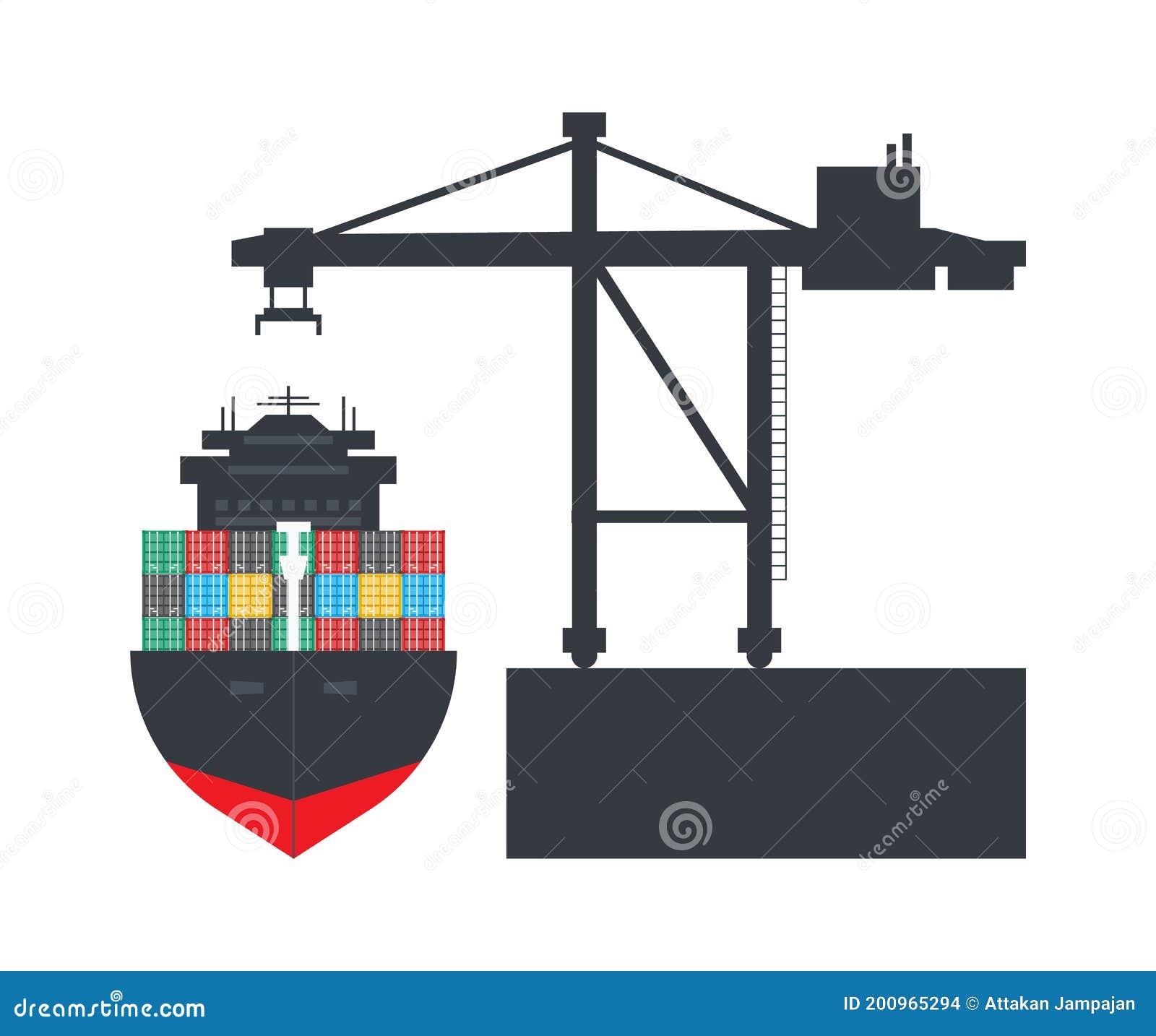 Container Cargo Ship with Container Crane, Logistics and Transportation ...