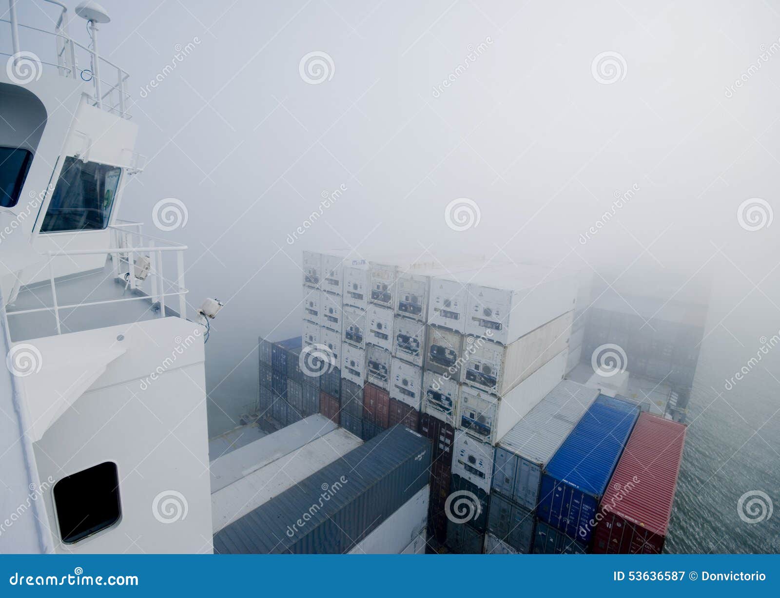 Container Cargo Ship in Fog Stock Image - Image of container, petrol ...