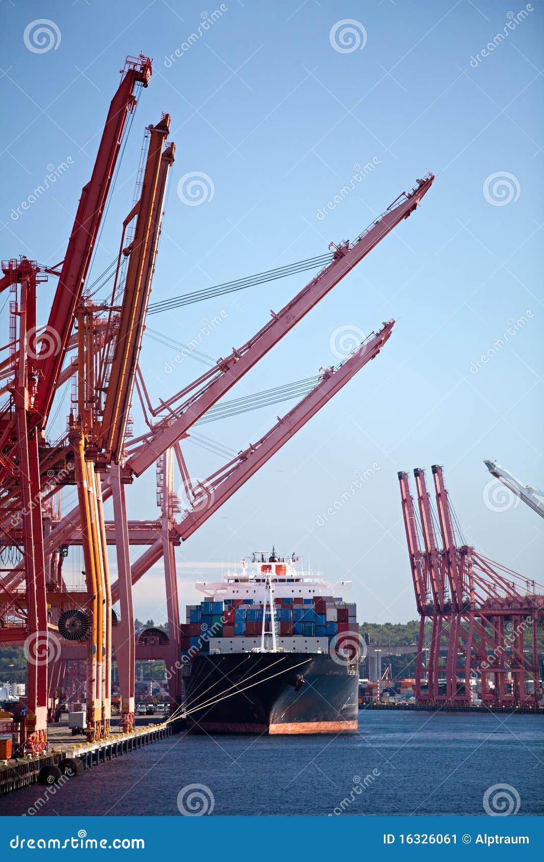 Container Cargo Ship in Port Stock Image - Image of blue, large: 16326061