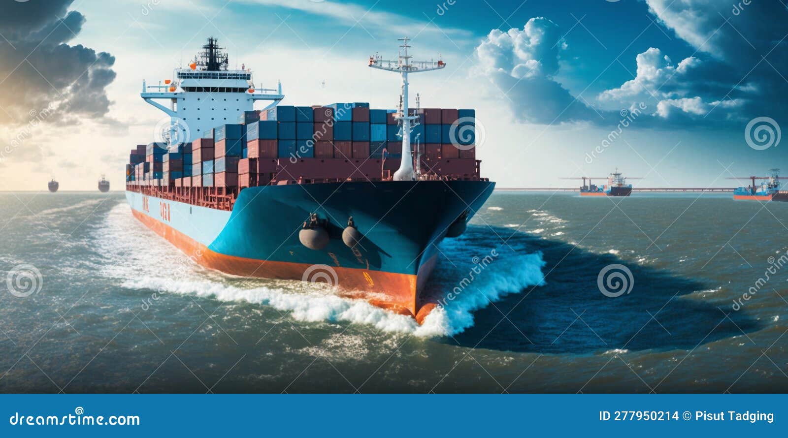 The Container Cargo Ship on the Sea with AI Generated. Stock ...